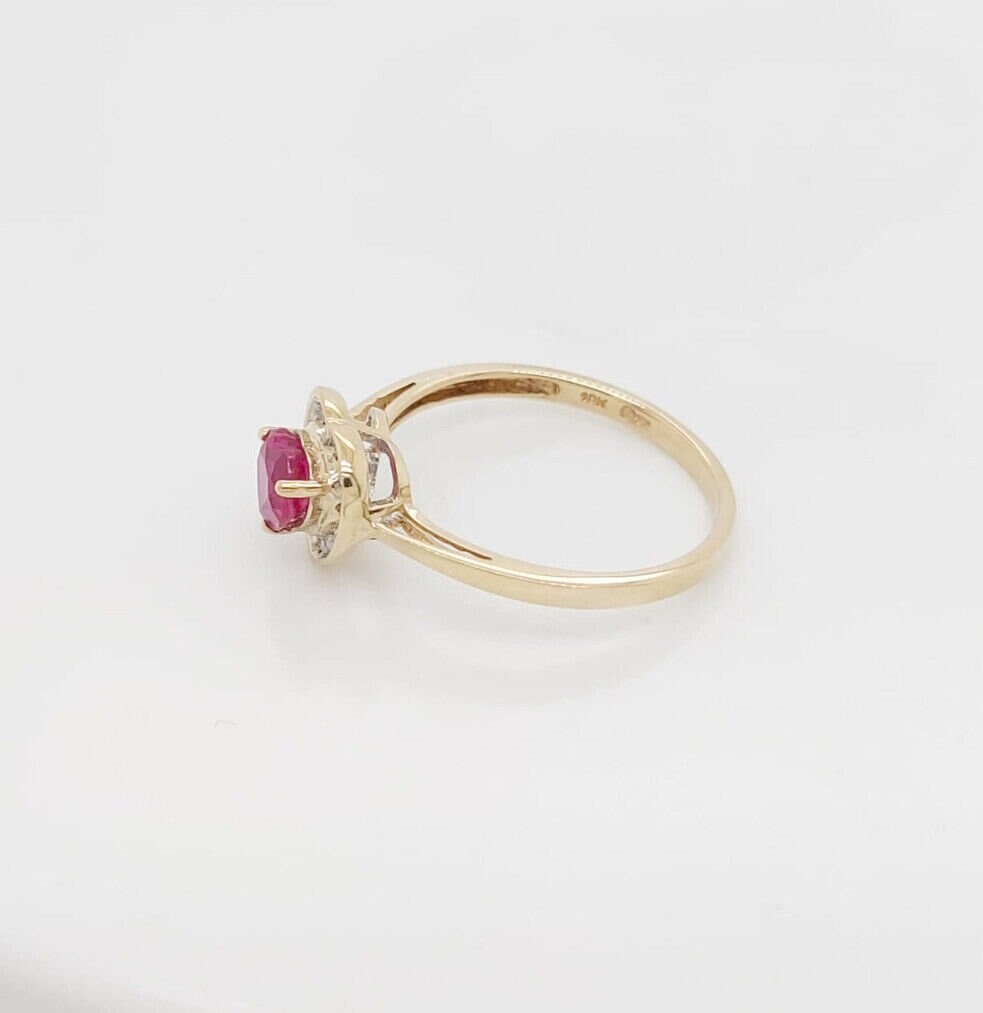 10k Yellow Gold Heart Shape Diamond & Ruby Ring - Etsy