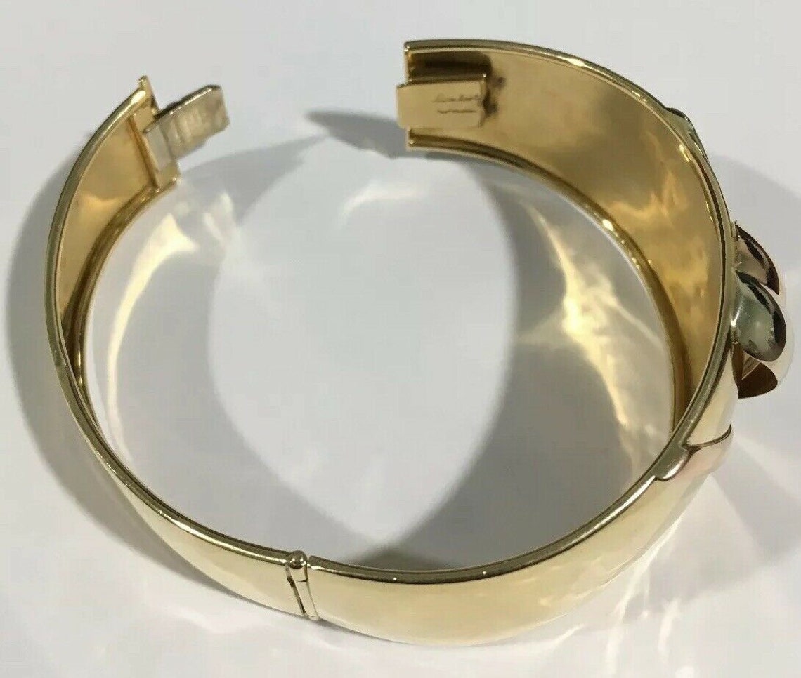 18k Tri Color Gold Vintage Bangle Bracelet - Etsy