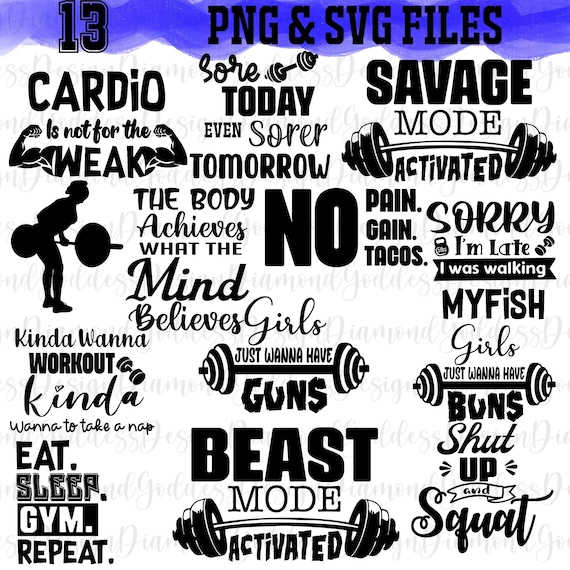 Workout Svg Bundle Fitness Svg Exercise Svg No Pain No Gain | Etsy