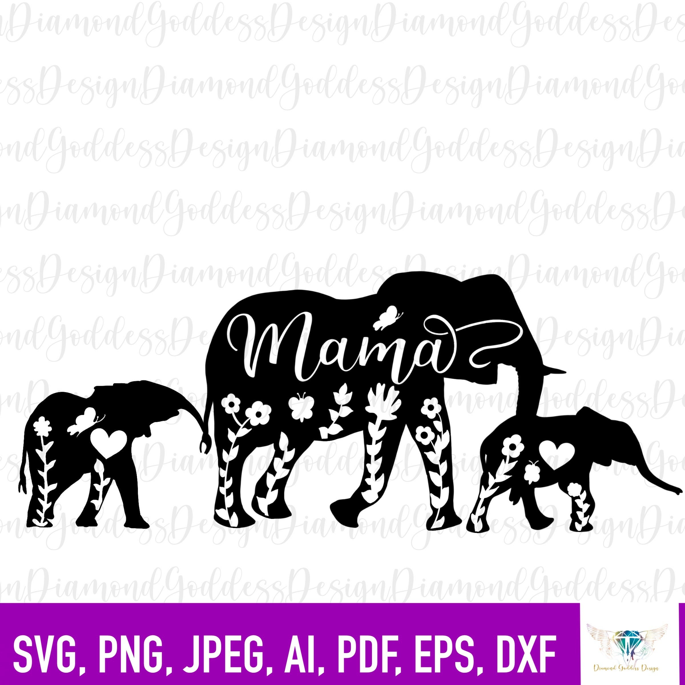 Mama Elephant and Two Babies Svg Mom Svg Mom 'to Be Svg - Etsy
