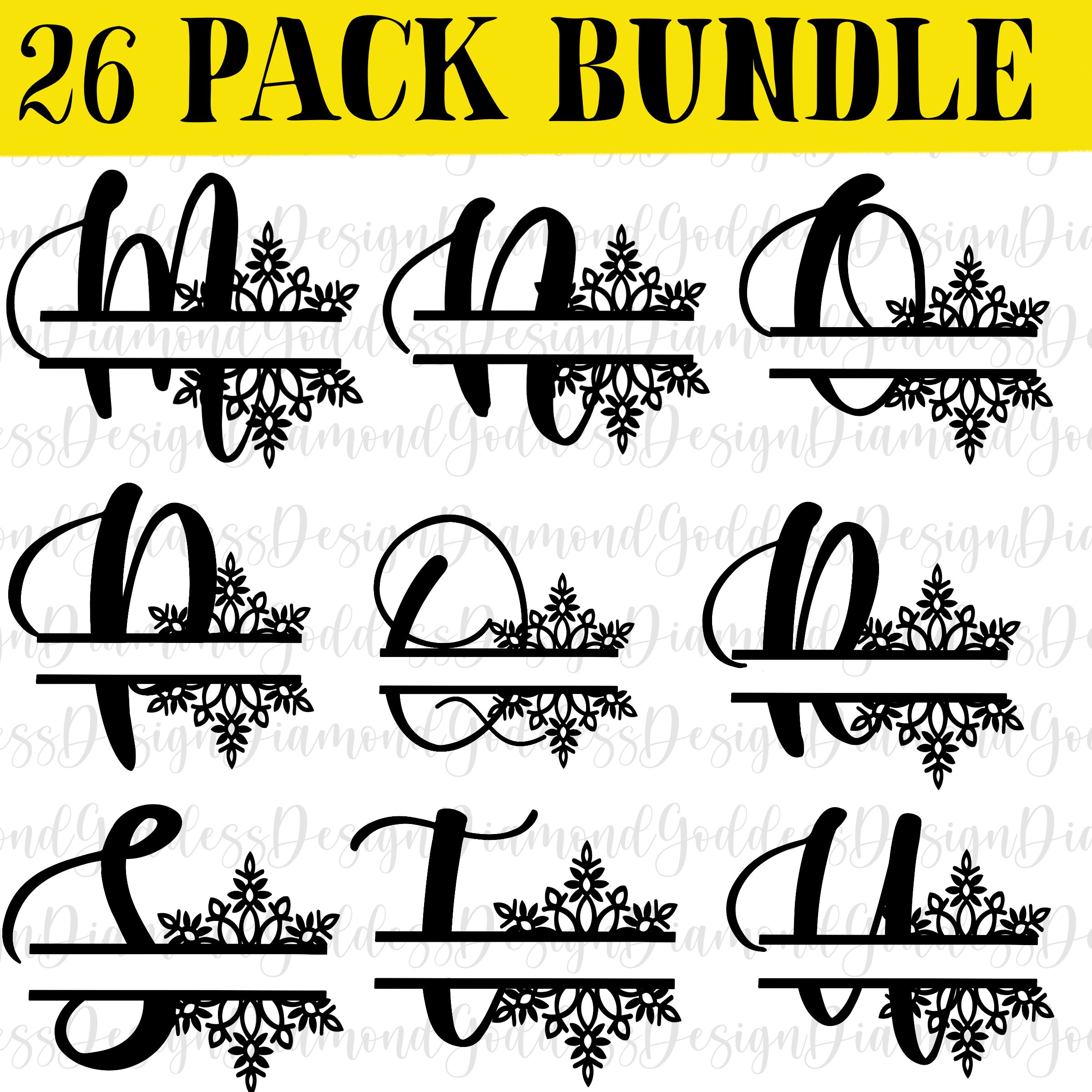 Split Monogram SVG Christmas Split Monogram Frame Alphabet | Etsy