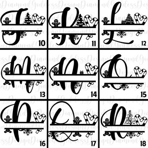 Split Christmas Monogram Bundle SVG, Christmas Monogram Frame Alphabet ...