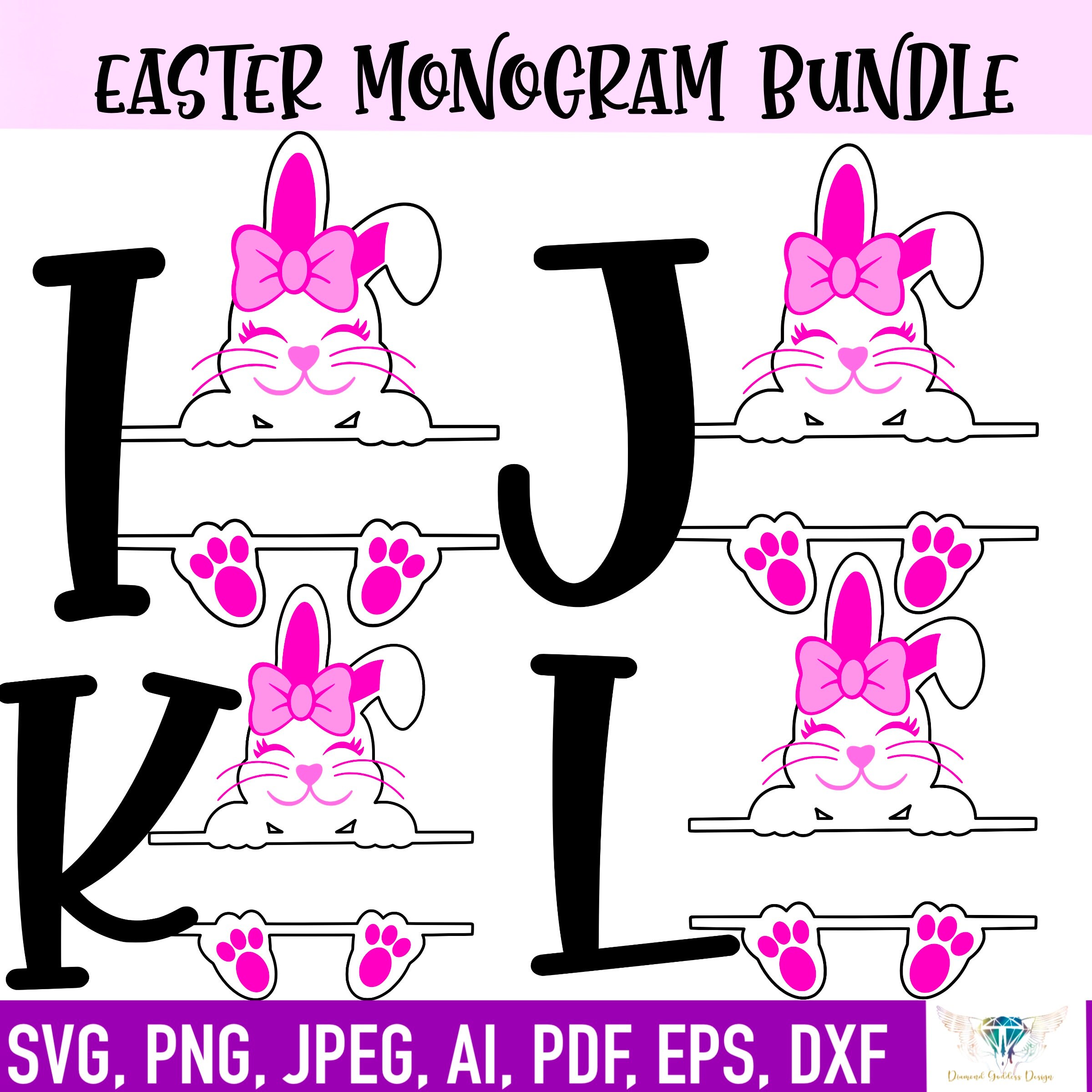Split Monogram SVG Bunny Split Monogram Frame Alphabet | Etsy