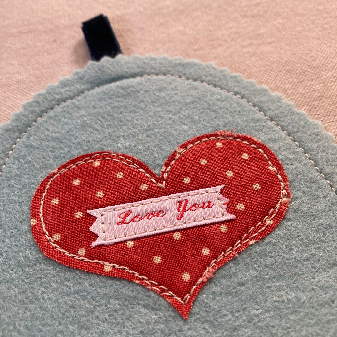 Wool Felt Egg Cosy Hand Crafted Appliqué Red Heart Love You Sweetheart ...