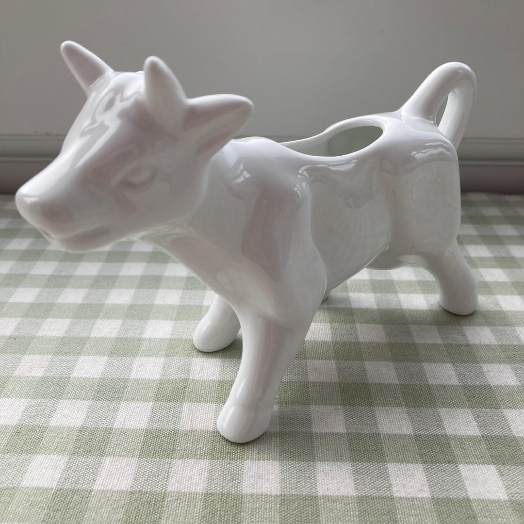 Small White Cow Creamer Ceramic Cream Milk Jug Churn Farm Farmyard ...