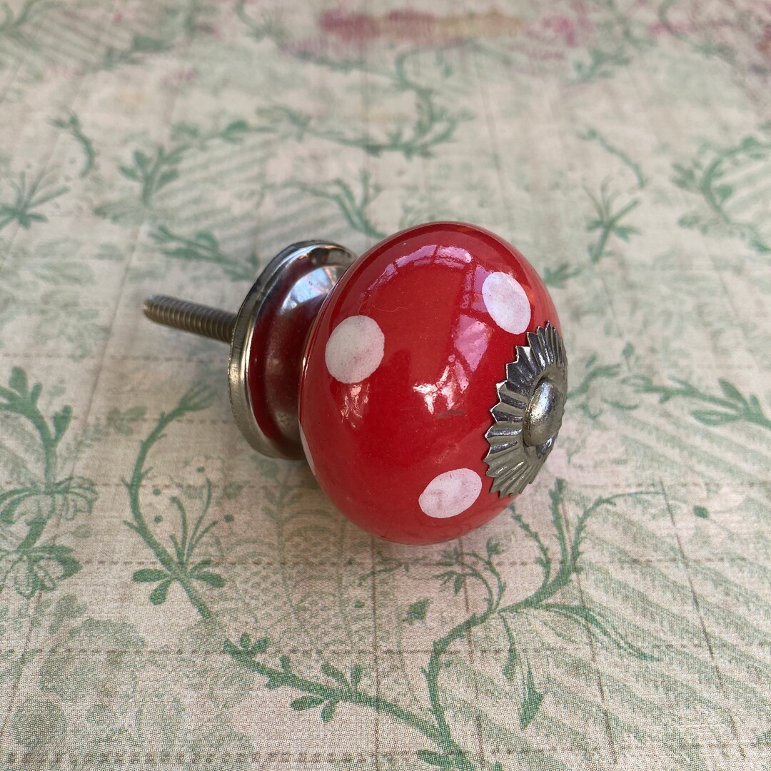 Red White Polka Dot Door Knob Cupboard Drawer Door Handle - Etsy