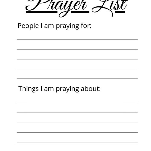 Prayer List Digital Printable - Etsy