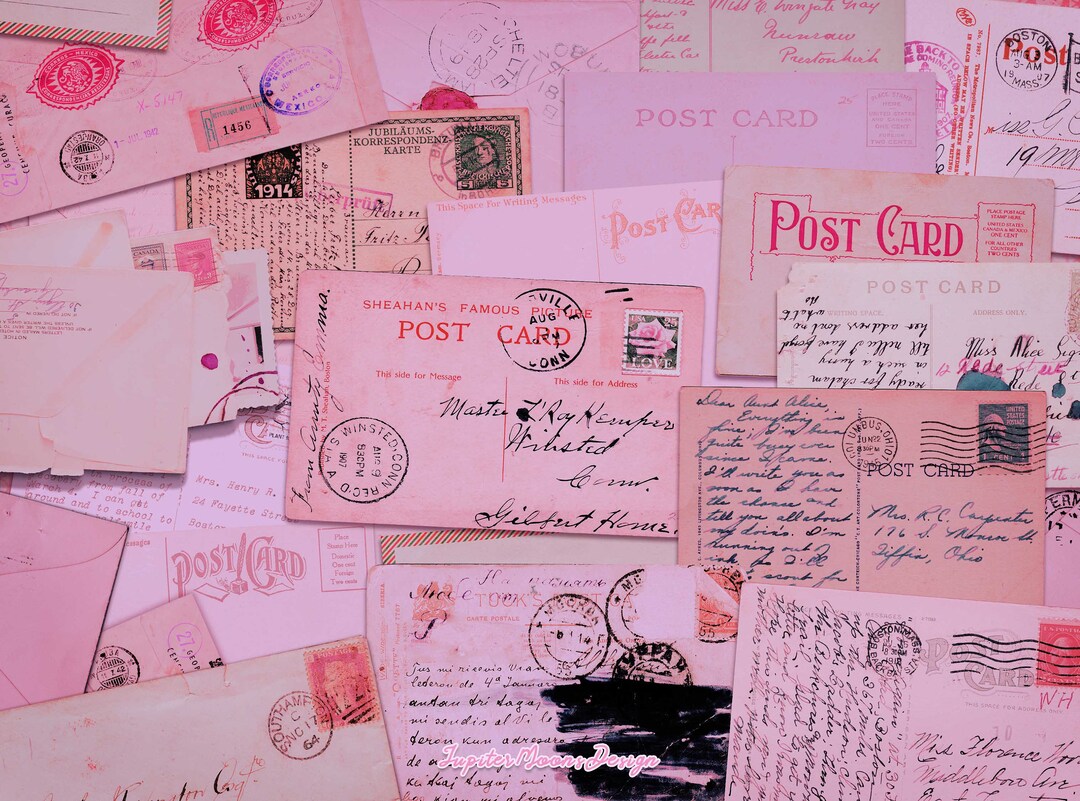 Pink Postcards Vintage Ephemera | DIGITAL DOWNLOAD | Junk Journal ...