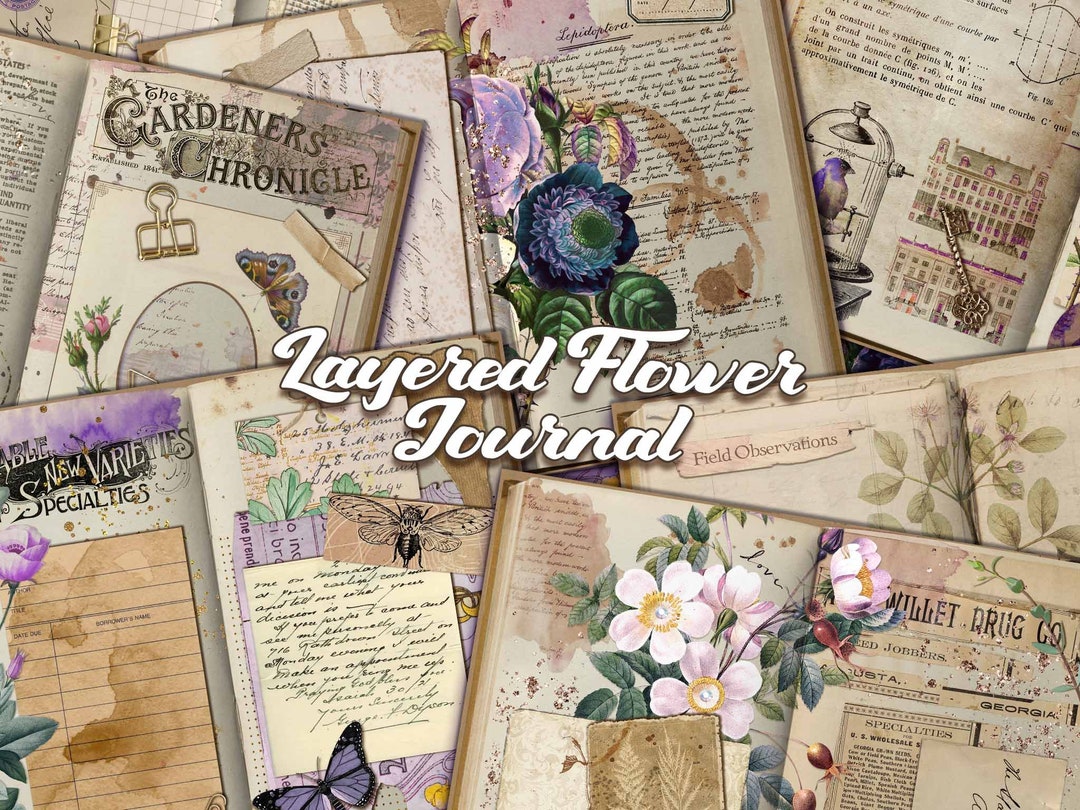 Layered Flower Journal Pages Vintage Ephemera DIGITAL DOWNLOAD Junk ...