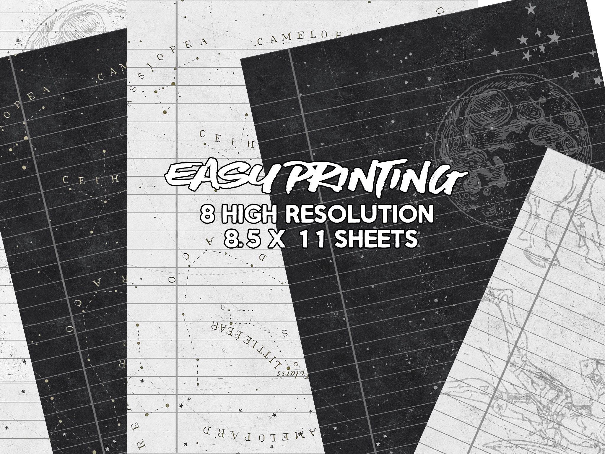 Space Journal Papers Lined Paper DIGITAL DOWNLOAD Junk Journal ...