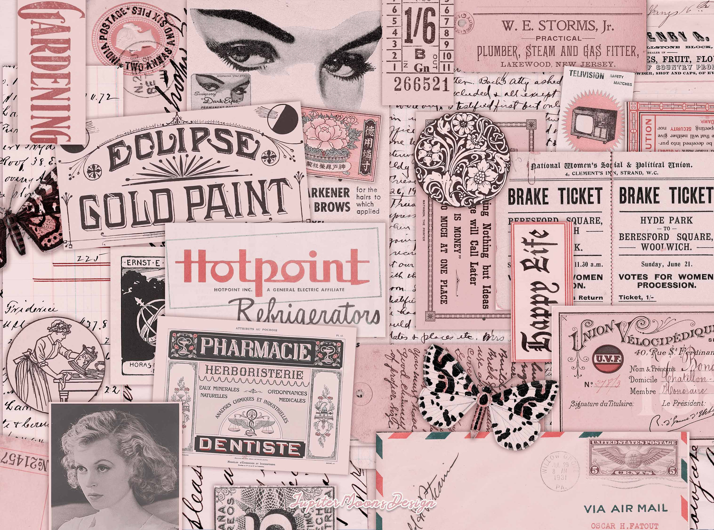 Pale Pink Vintage Ephemera | DIGITAL DOWNLOAD | Junk Journal ...