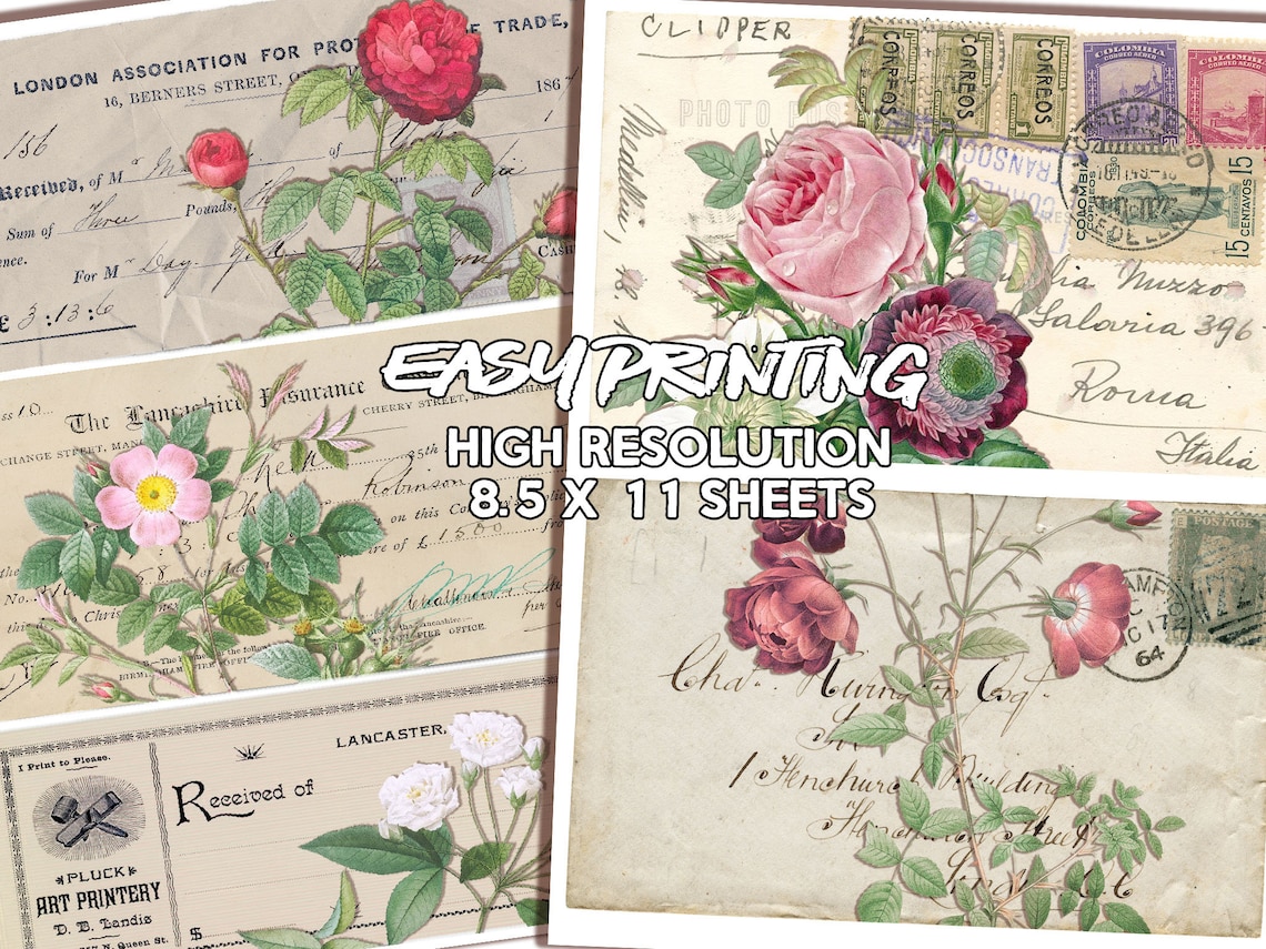 Vintage Botanical Ephemera DIGITAL DOWNLOAD Junk Journal - Etsy