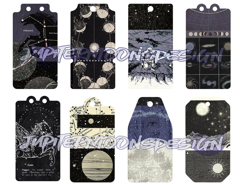 Space Tags Set 2 Vintage Ephemera DIGITAL DOWNLOAD Scrapbooking L Junk ...