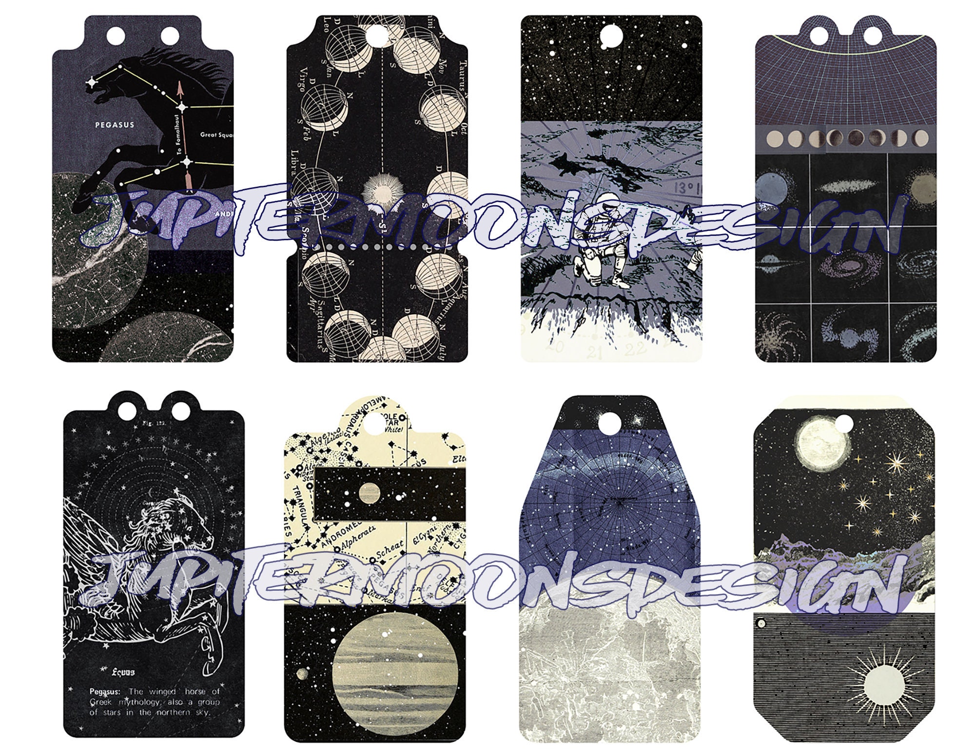 Space Tags Set 2 Vintage Ephemera DIGITAL DOWNLOAD Scrapbooking L Junk ...