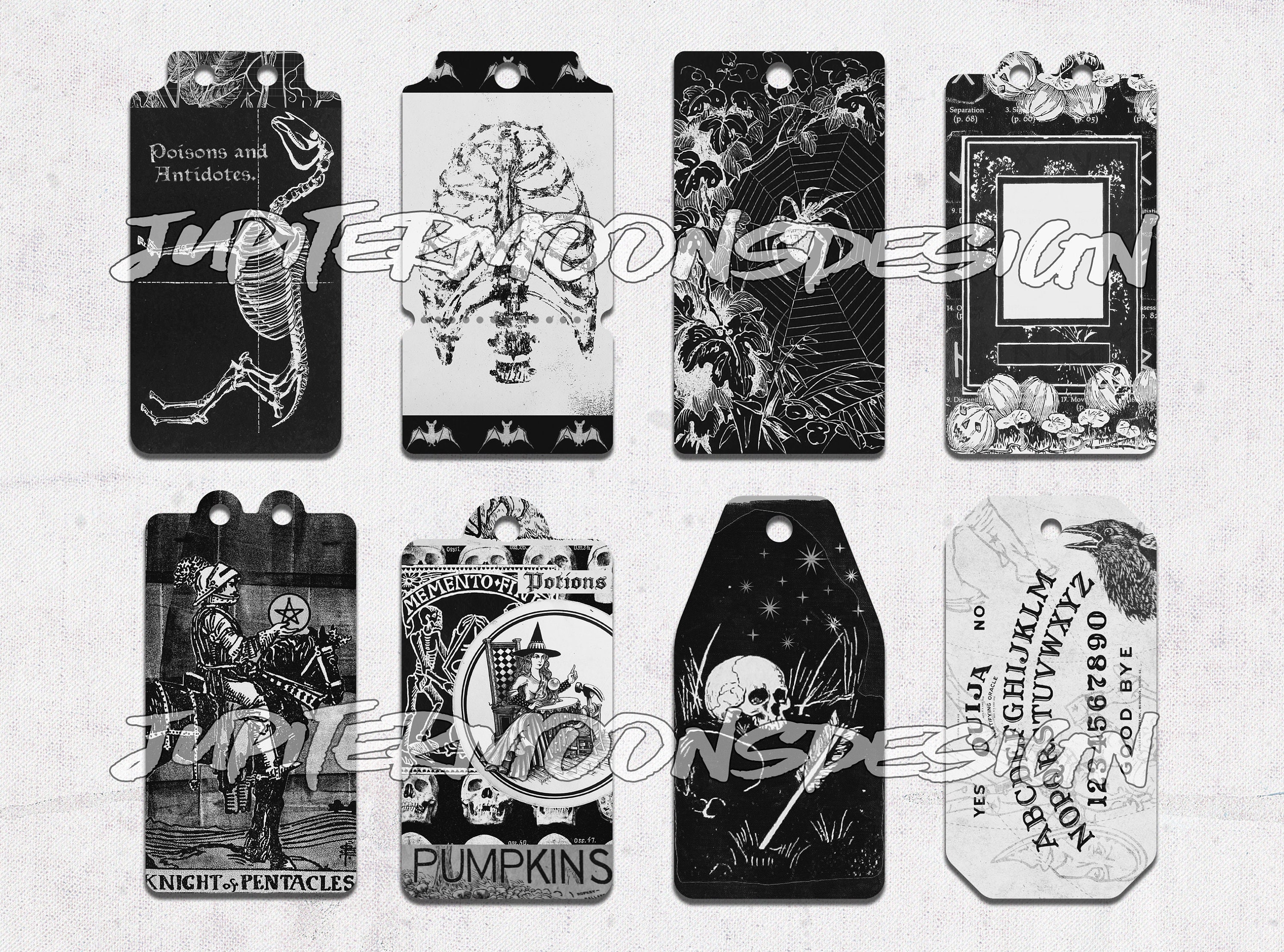 Spooky Tags Vintage Halloween Ephemera DIGITAL DOWNLOAD Scrapbooking ...