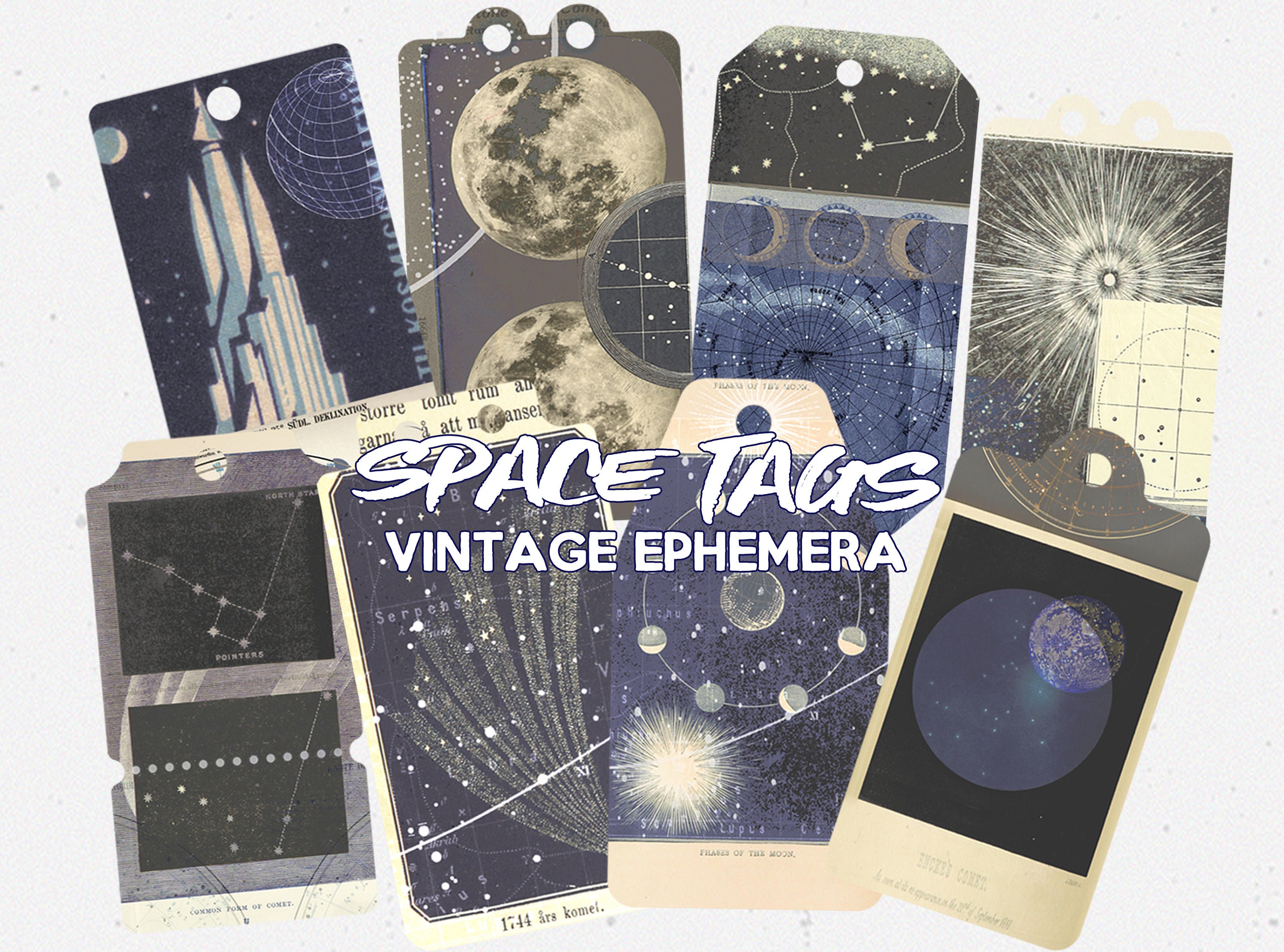 Space Tags Set 1 Vintage Ephemera DIGITAL DOWNLOAD | Etsy