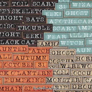 Spooky Halloween Words Ephemera | DIGITAL DOWNLOAD | Fall Autumn ...