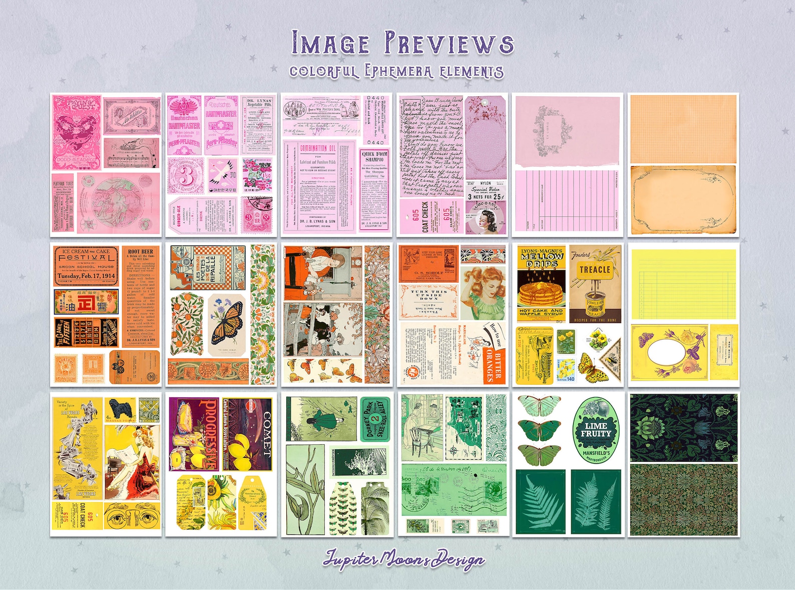 Colorful Vintage Ephemera Mega Bundle | DIGITAL DOWNLOAD | Junk Journal ...