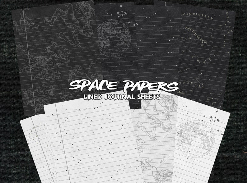 Space Journal Papers | Lined Paper | DIGITAL DOWNLOAD | Junk Journal ...