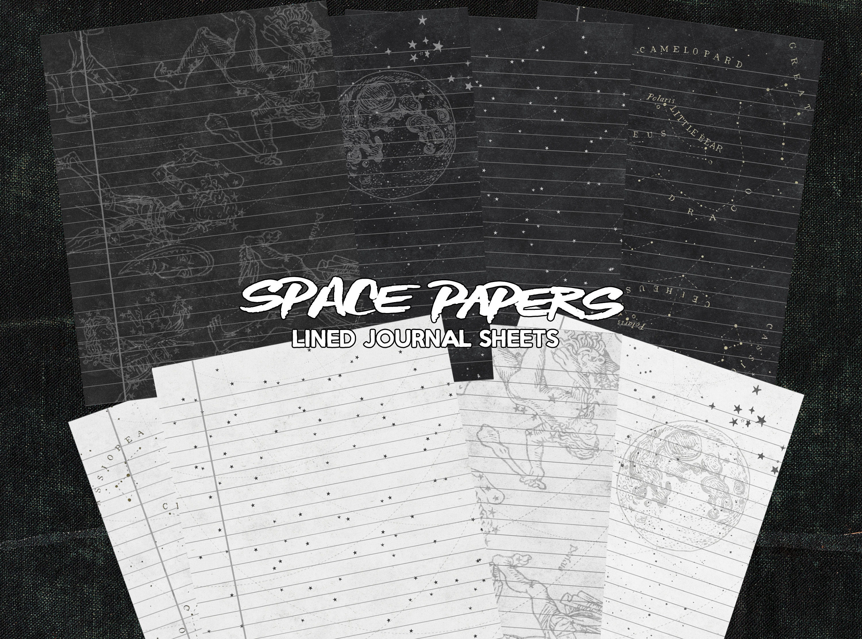 Space Journal Papers Lined Paper DIGITAL DOWNLOAD Junk Journal ...
