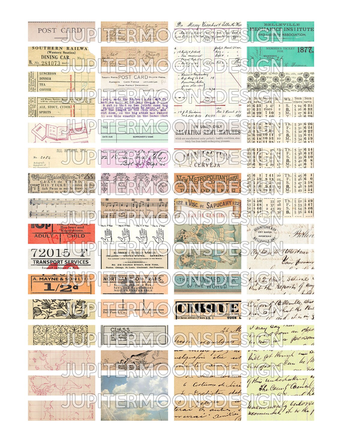 Mini Vintage Ephemera Labels | DIGITAL DOWNLOAD | Junk Journal ...