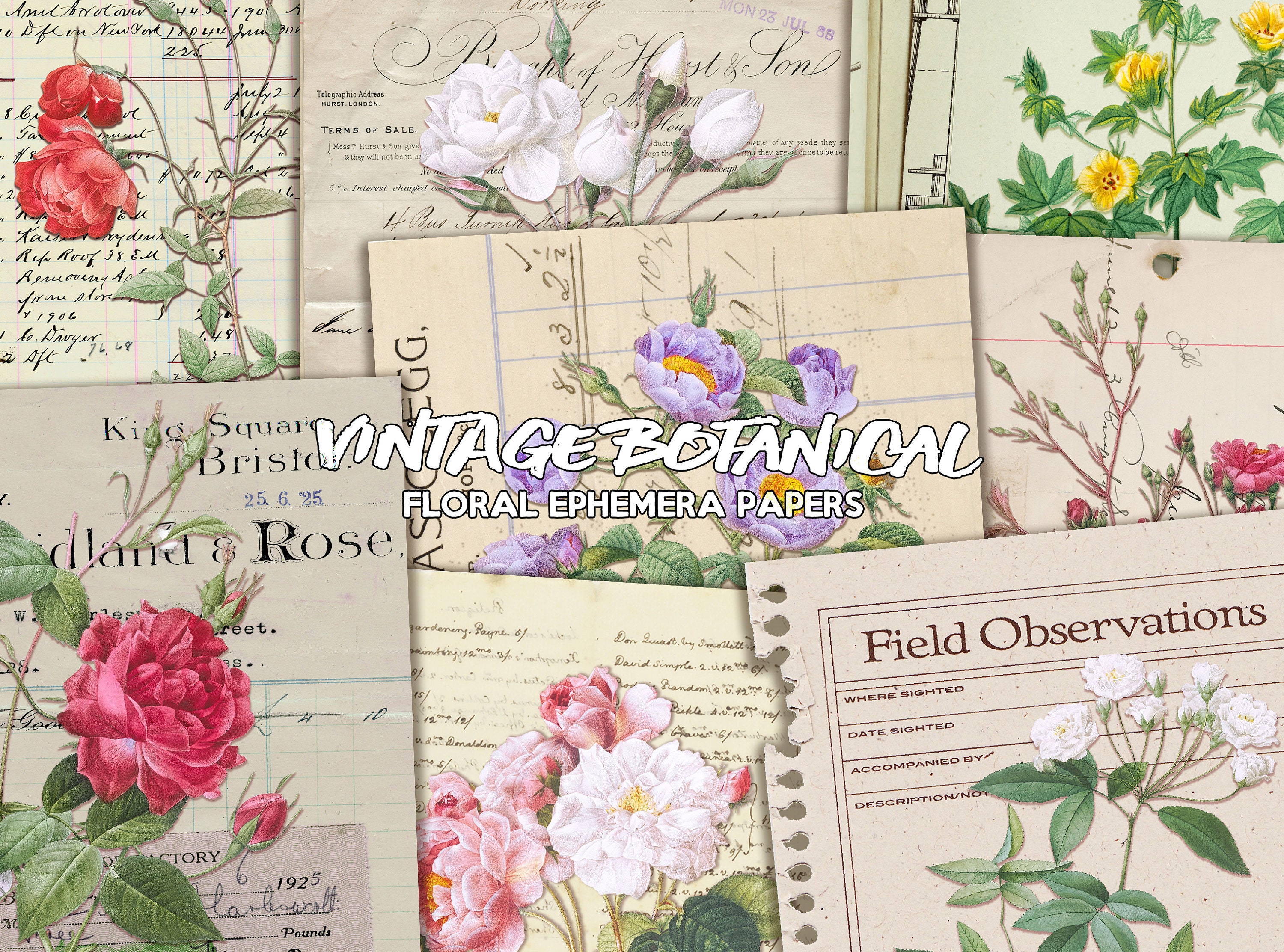 Vintage Botanical Papers | DIGITAL DOWNLOAD | Junk Journal | Ephemera ...