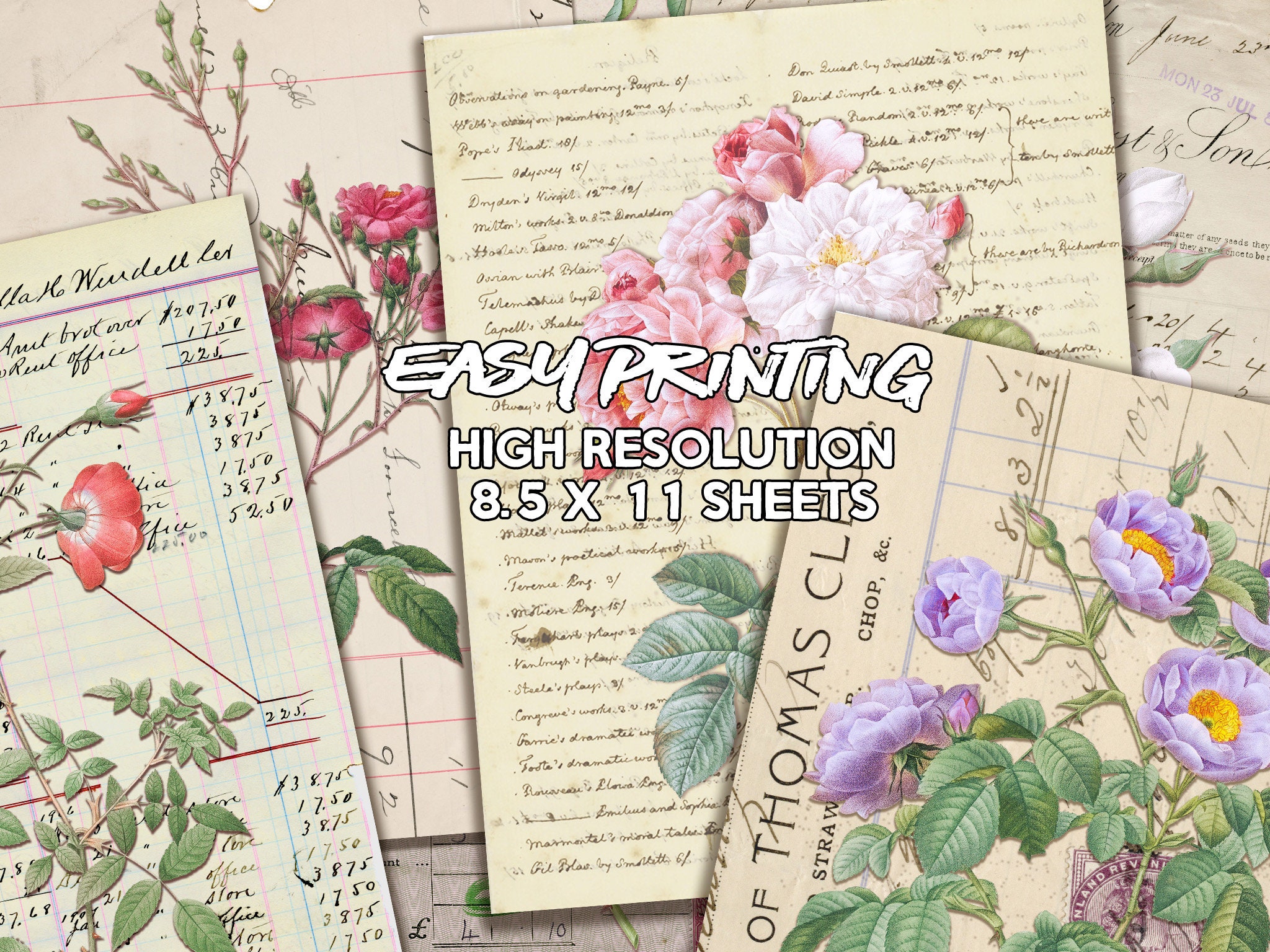 Vintage Botanical Papers | DIGITAL DOWNLOAD | Junk Journal | Ephemera ...