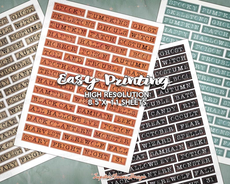 Spooky Halloween Words Ephemera | DIGITAL DOWNLOAD | Fall Autumn ...