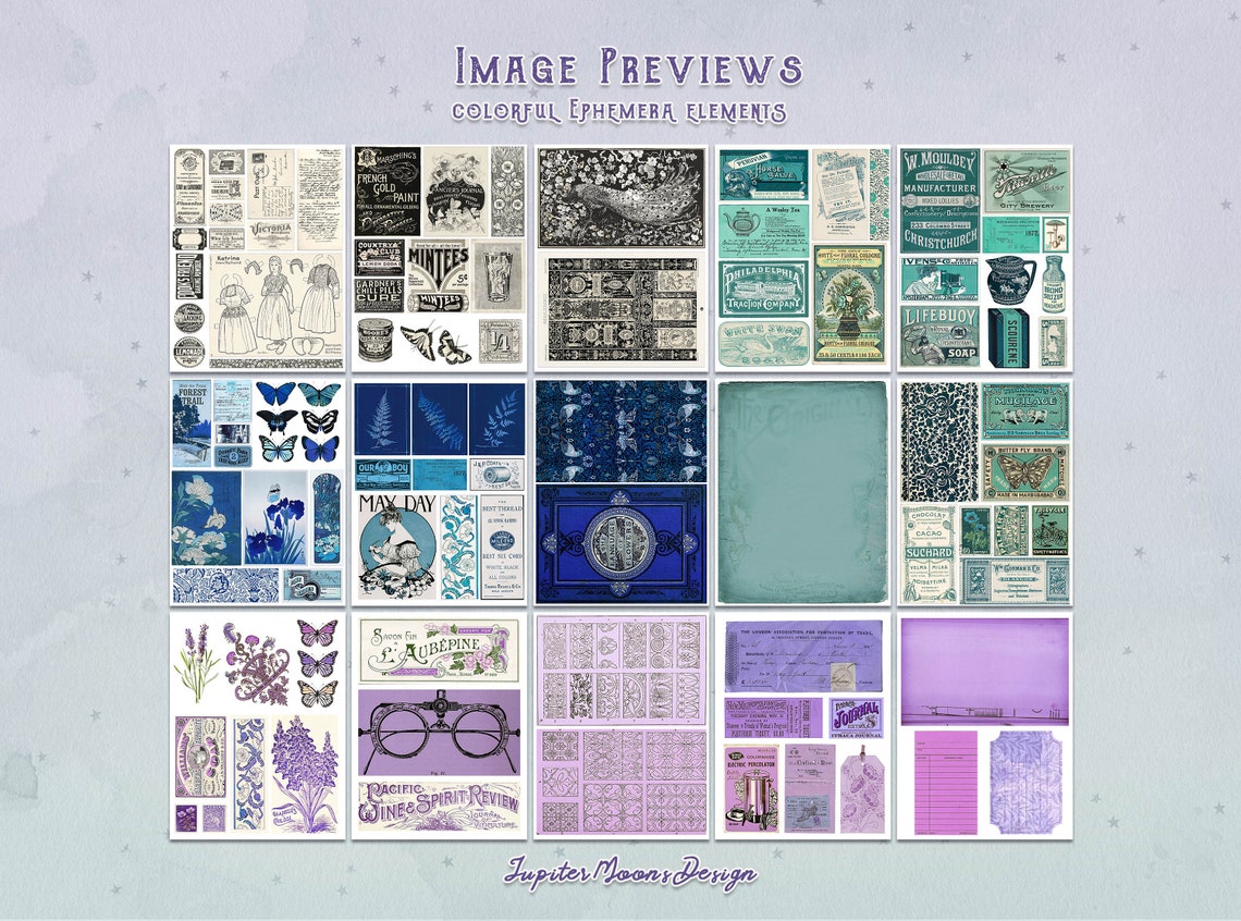 Colorful Vintage Ephemera Mega Bundle DIGITAL DOWNLOAD Junk Journal ...