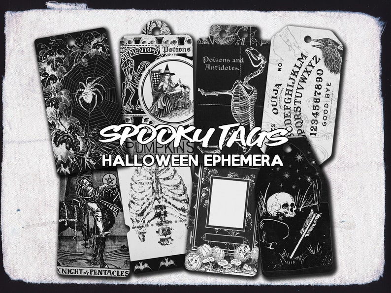 Spooky Tags | Vintage Halloween Ephemera | DIGITAL DOWNLOAD ...
