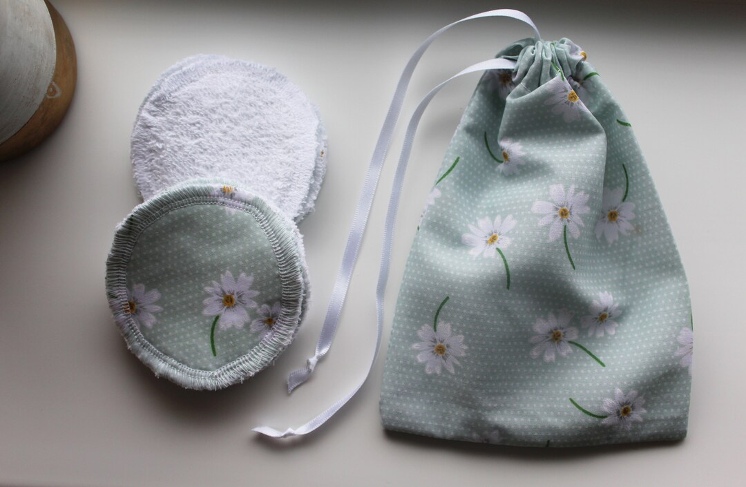 Reusable Cotton Face Pads With Drawstring Bag, Floral Print, Cotton ...