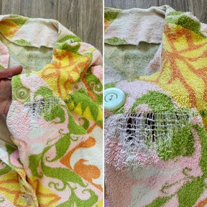 Vintage 60's 70's Terry Cloth Psychedelic Colorful Button Front Cover ...