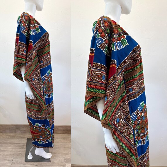 Vintage 70's Tribal Rotary Java Print Embroidered Max… - Gem