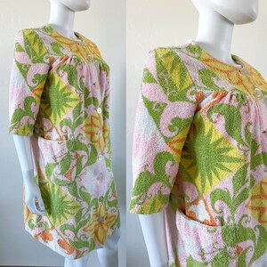 Vintage 60's 70's Terry Cloth Psychedelic Colorful Button Front Cover ...