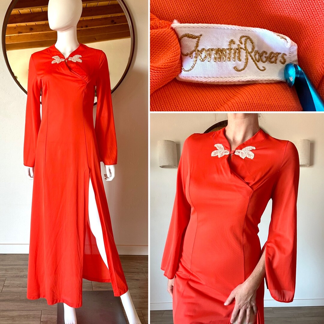 Vintage 60's Formfit Rogers Red Orange Sexy Nylon Lingerie Dress ...