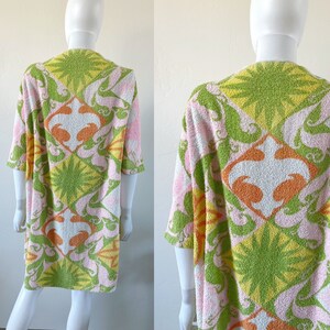 Vintage 60's 70's Terry Cloth Psychedelic Colorful Button Front Cover ...