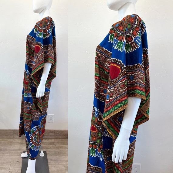 Vintage 70's Tribal Rotary Java Print Embroidered Max… - Gem