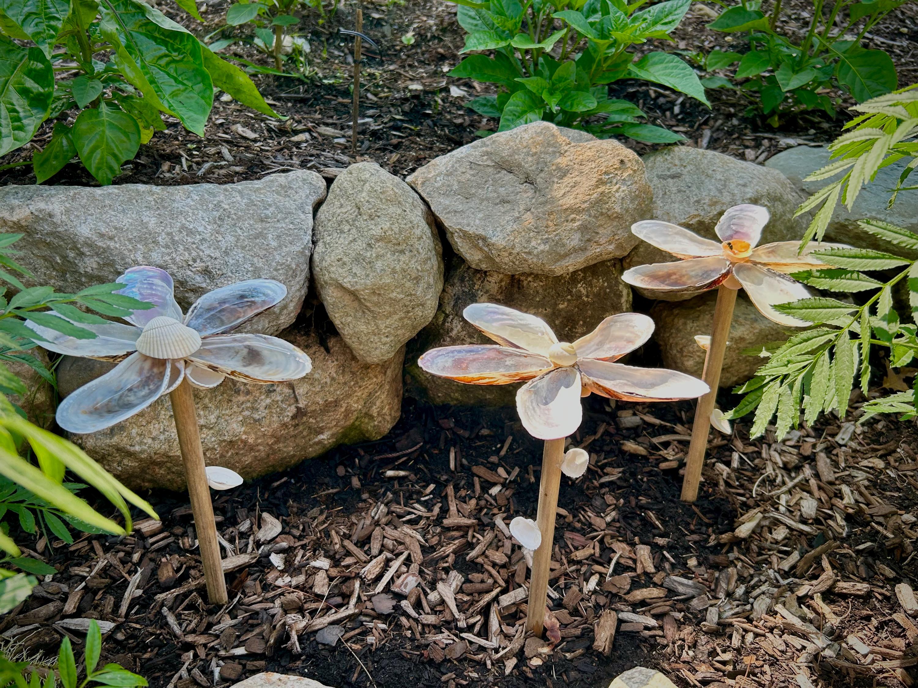 Floral Bee Baths - Mussel Shell Garden Decor - Etsy