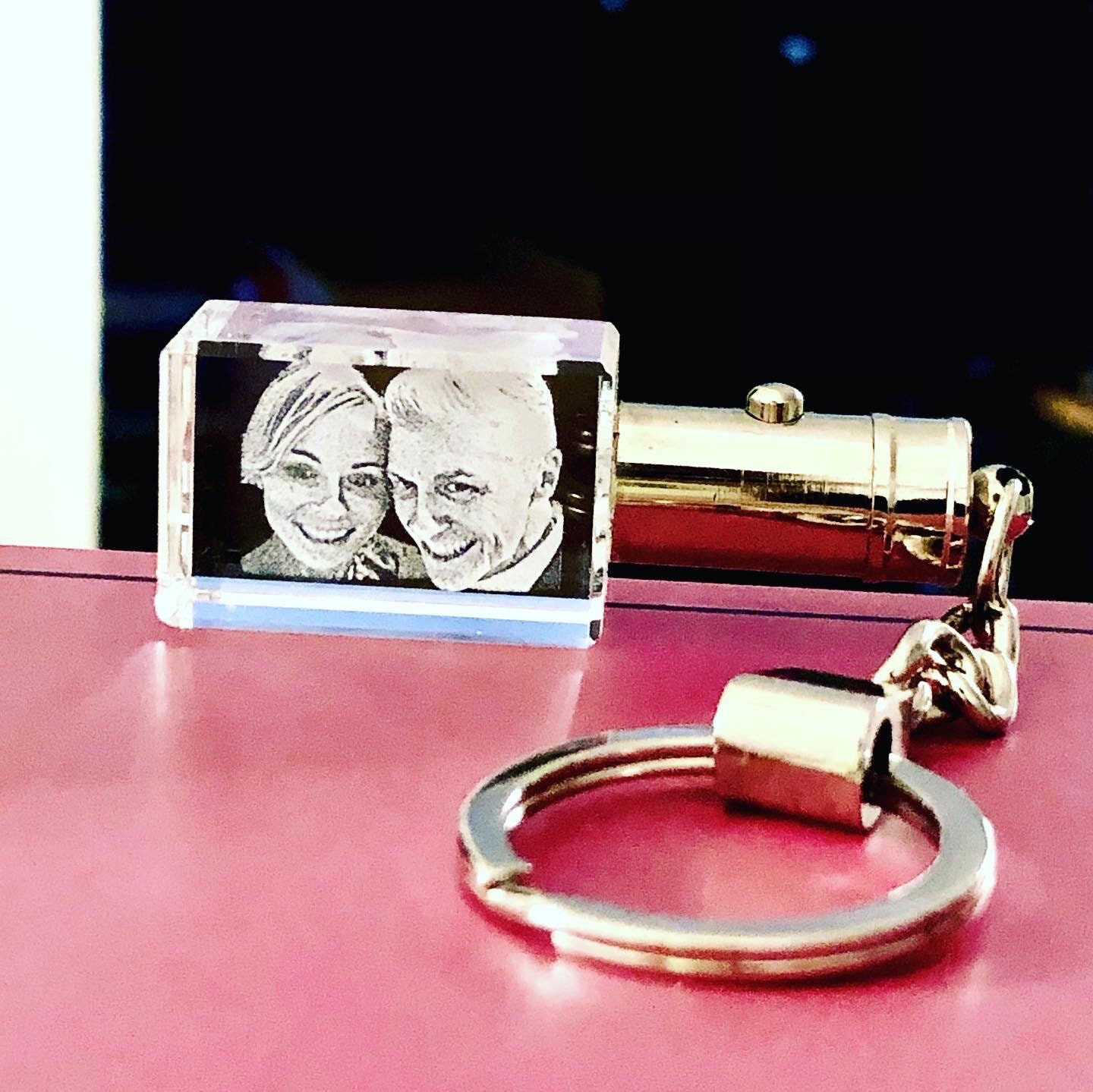 3D Photo Crystal Keyring Light Up - Etsy UK