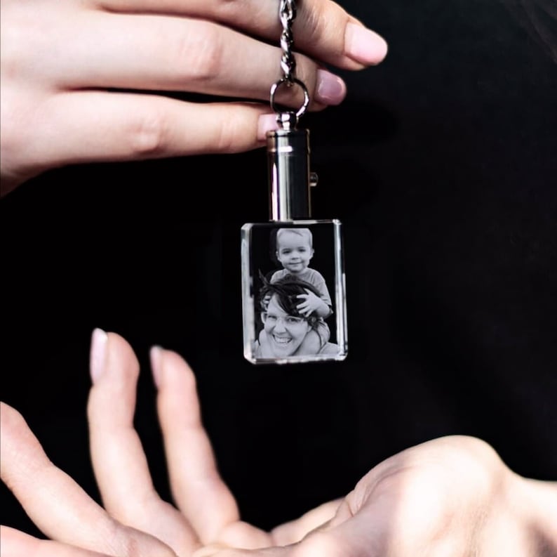 3D Photo Crystal Keyring Light Up | Etsy