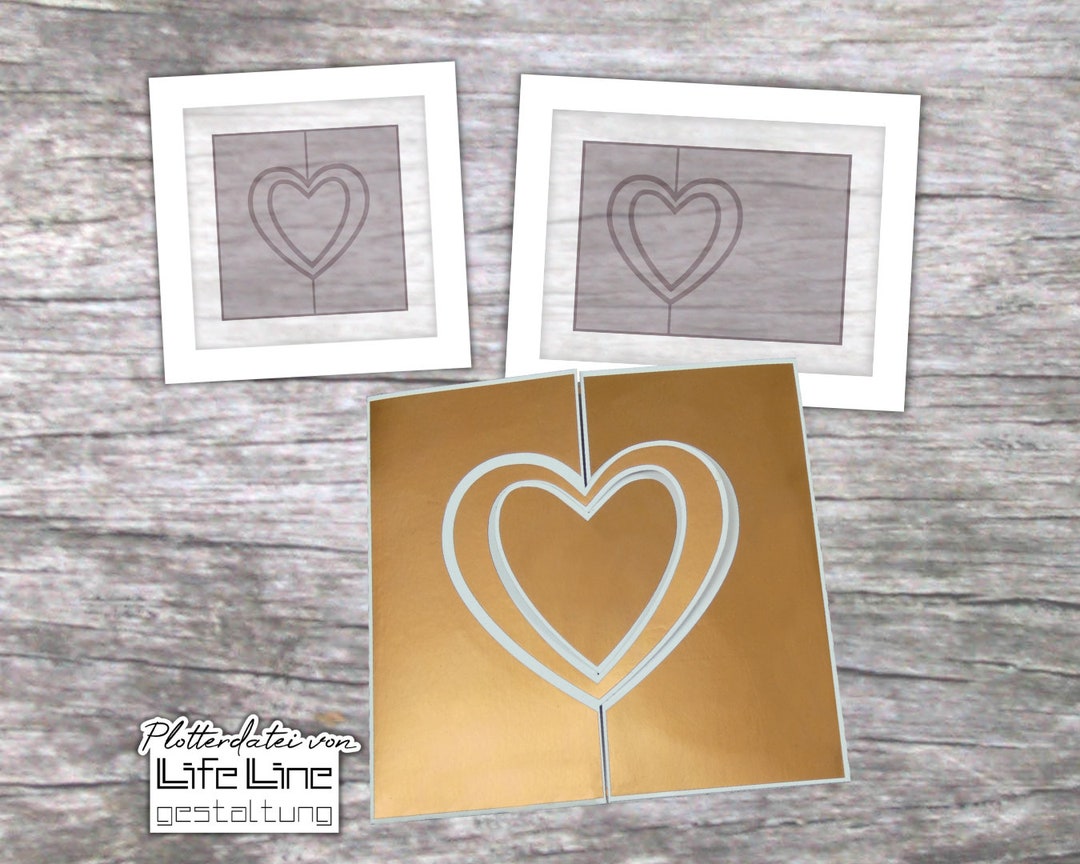 Plotterdatei KARTE MIT HERZ svg + dxf - Etsy.de