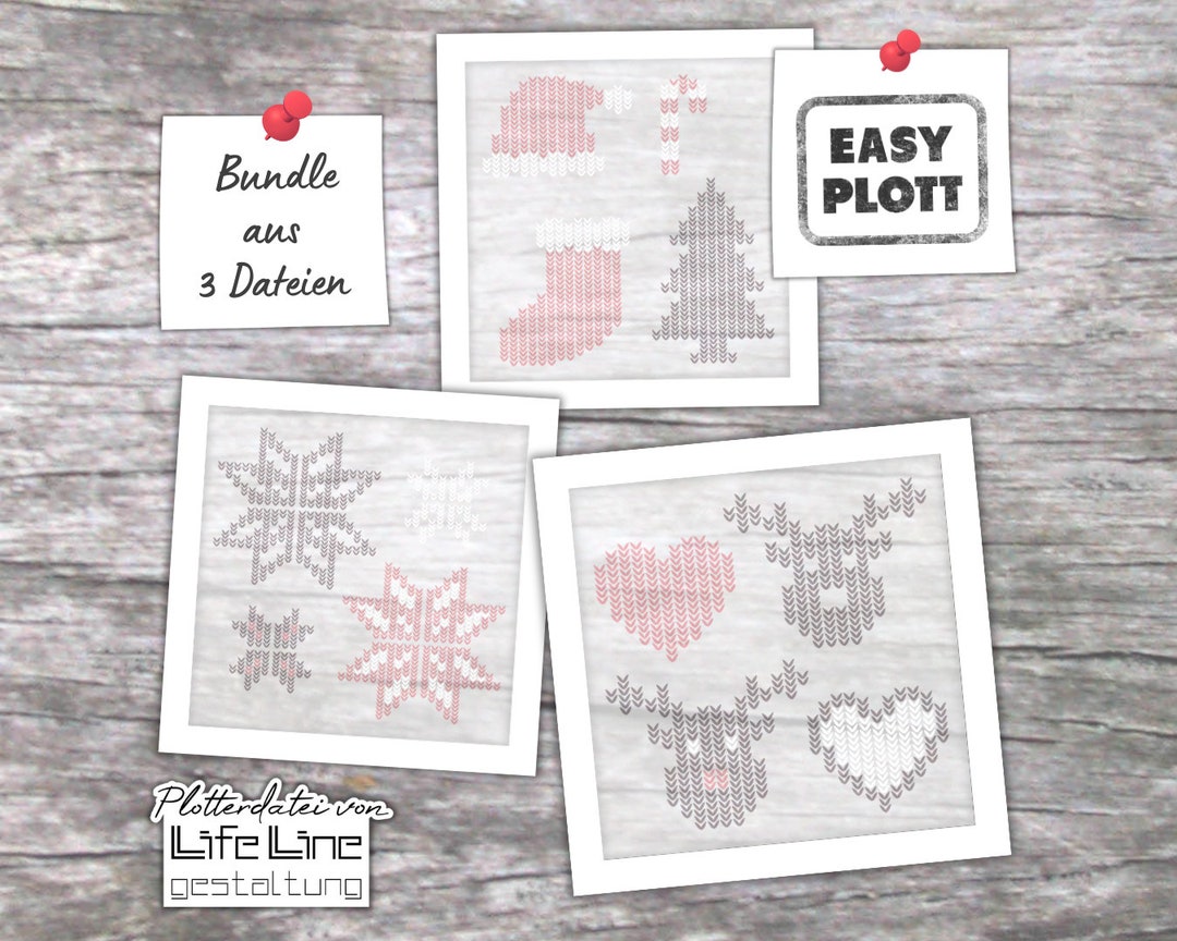 Plotter File Bundle KNITTING MOTIVE Svg + Dxf - Etsy