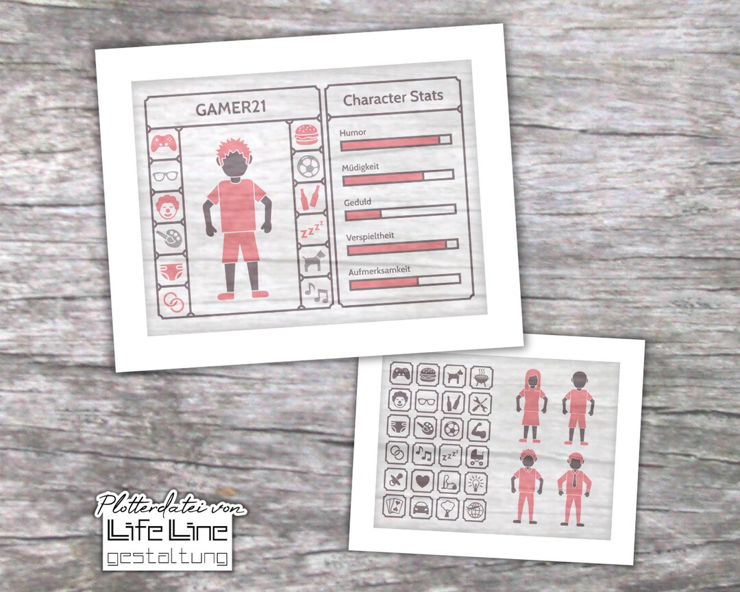 Cutting File CHARACTER STATS Svg + Dxf - Etsy
