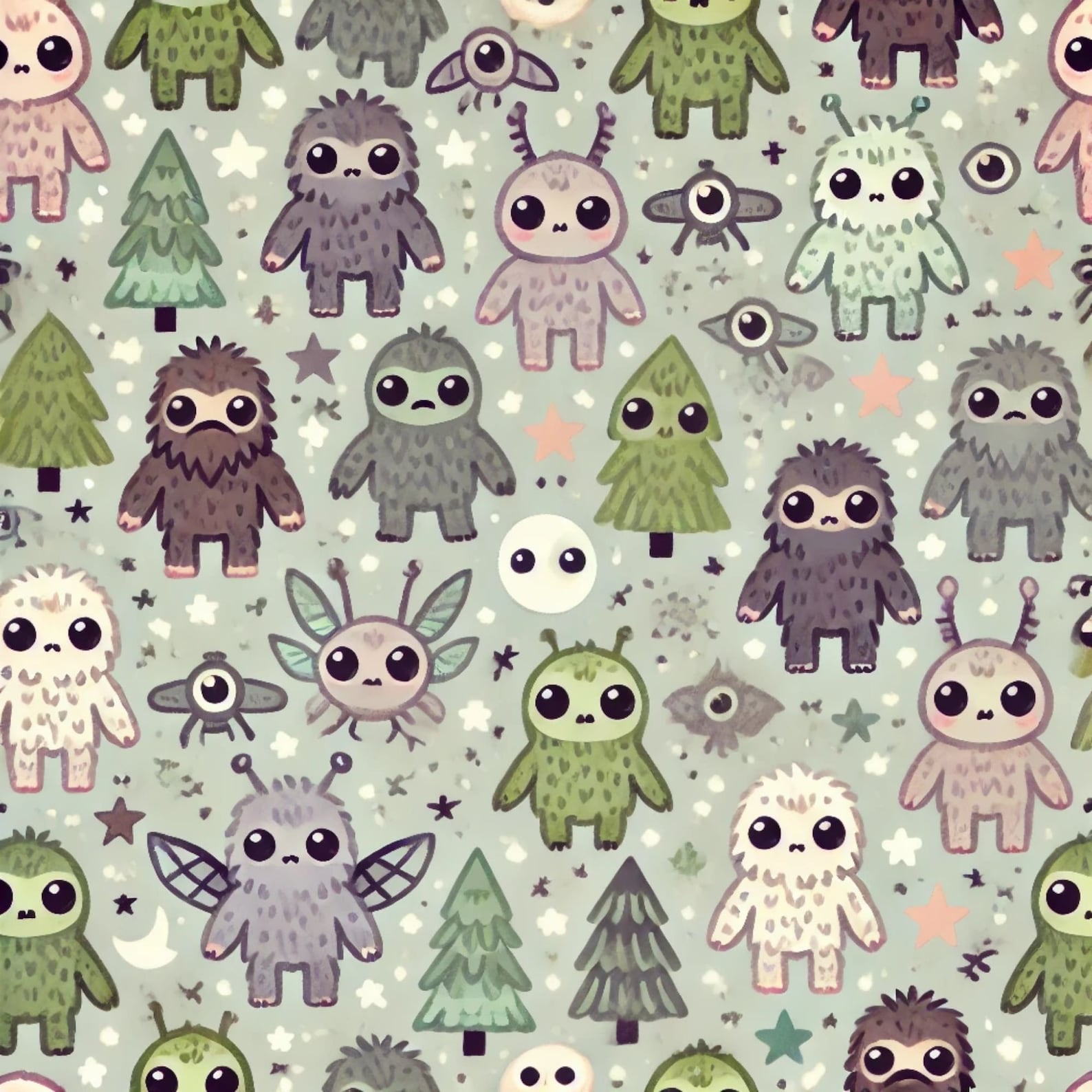 Cute Cryptid Digital Paper (16 Pieces JPG Format) - Etsy