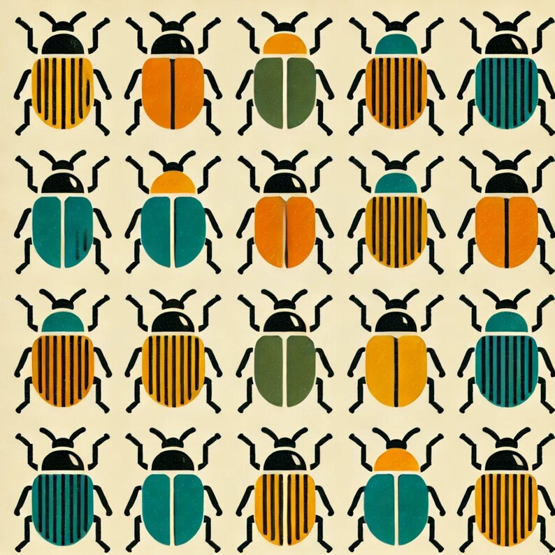 70's Butterflies, Beetles, Moths, and Flowers Digital Paper (16 Pieces ...