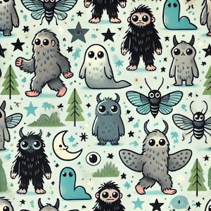 Cute Cryptid Digital Paper (16 Pieces JPG Format) - Etsy
