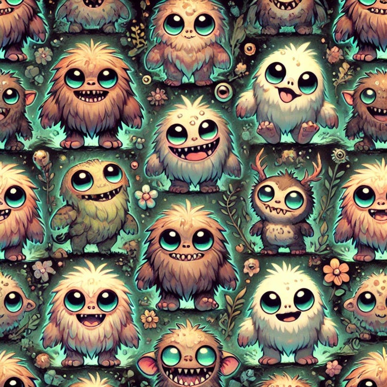 Terrifyingly Cute Cryptid Digital Paper (16 Pieces) - Etsy Australia