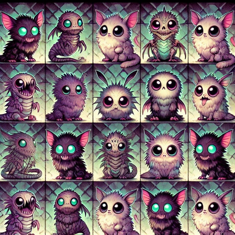 Terrifyingly Cute Cryptid Digital Paper (16 Pieces) - Etsy Australia