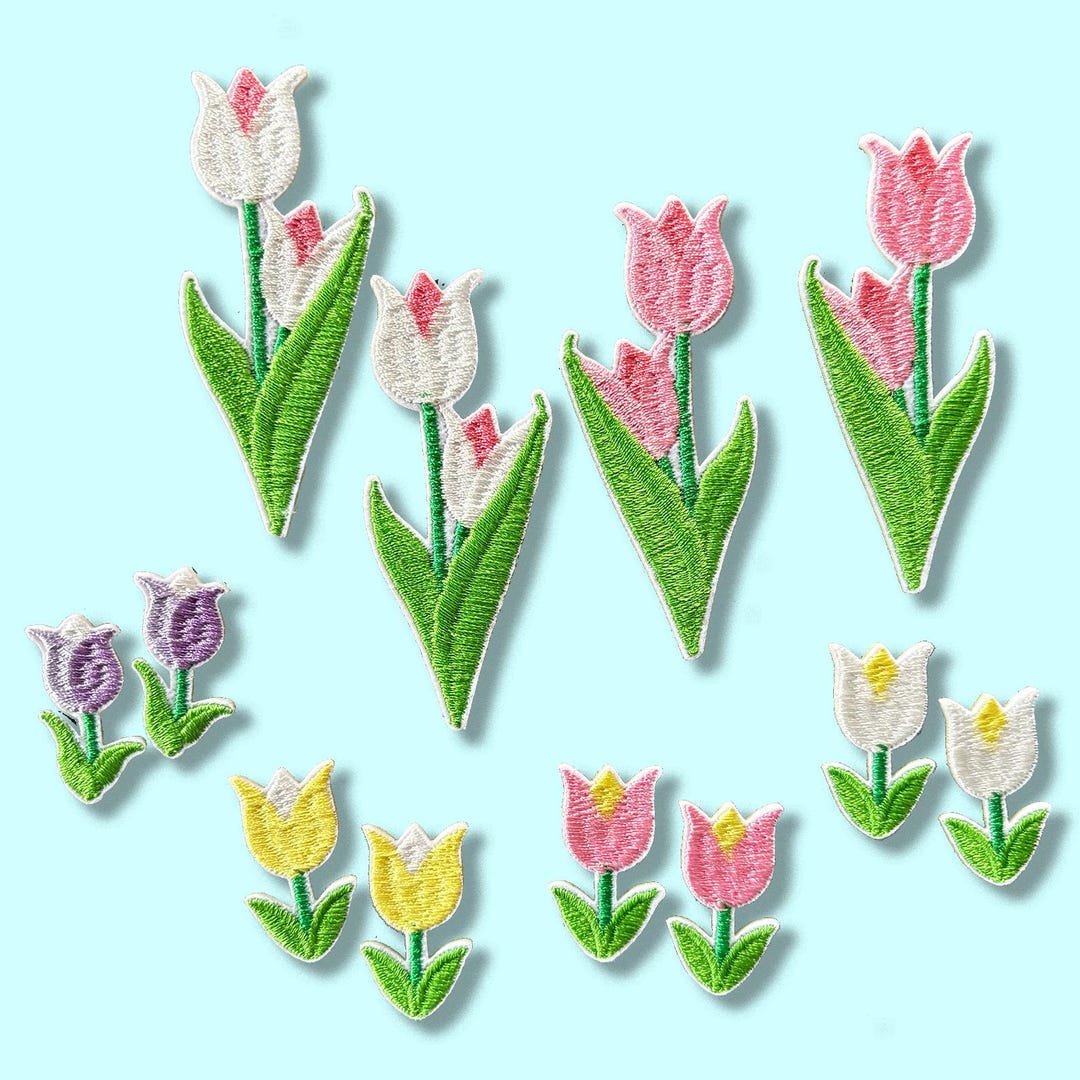 Pair of Tulips Patch Flower Patch Embroidery Patch Iron on Sew On - Etsy