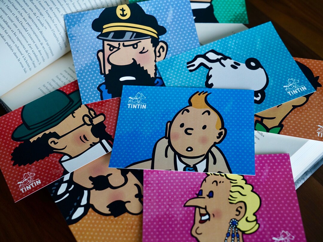 Set of 8 Tintin Different Image Postcards 8 Designs Gift Fun Greeting ...